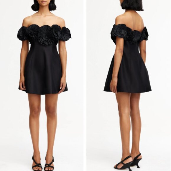 Acler | Dresses | New Acler Trusley Mini Dress Gown Sz46 Black Noir Off ...